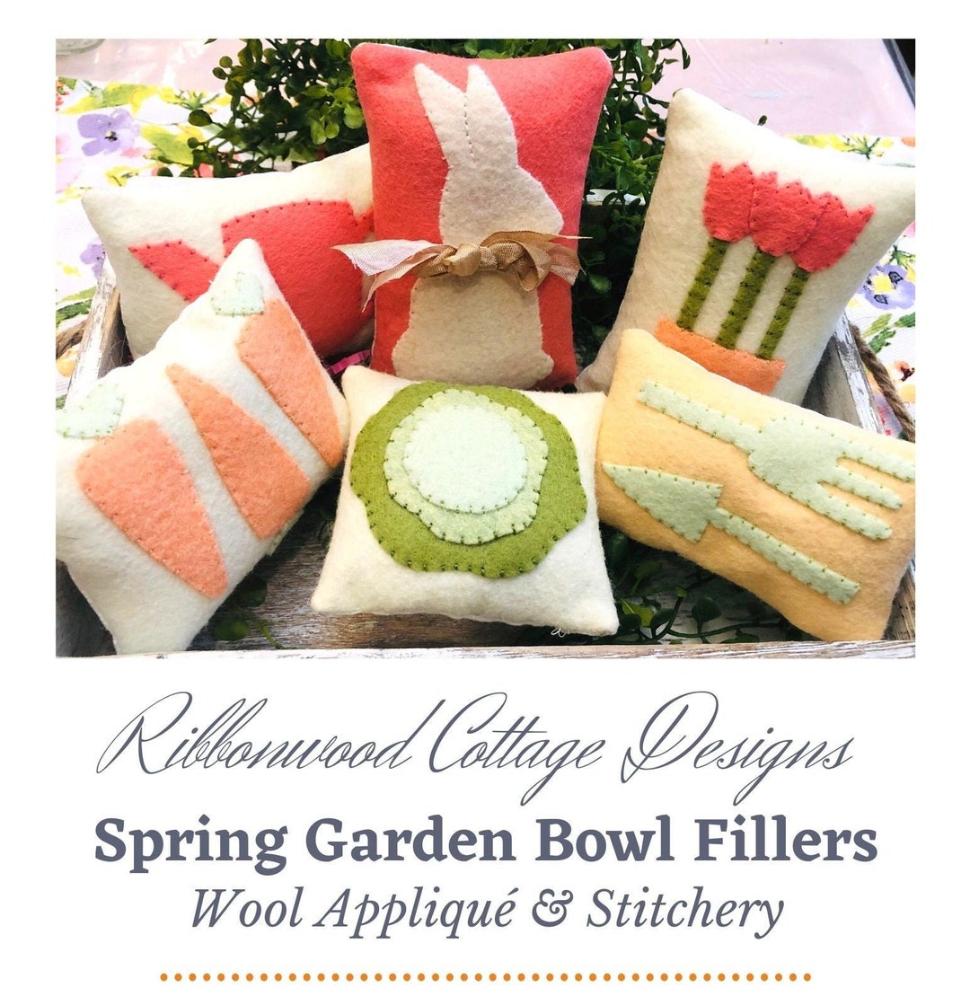 Spring Wool Felt Applique Pattern Embroidery Spring Garden Bowl Fillers ...