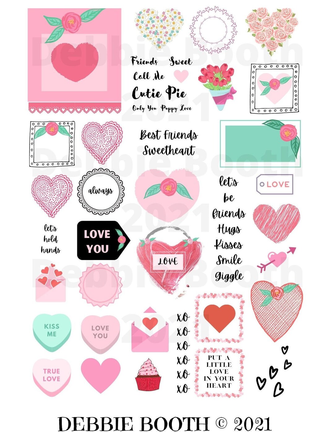 Junk Journal Valentine Clipart 2021 PDF Download - Etsy