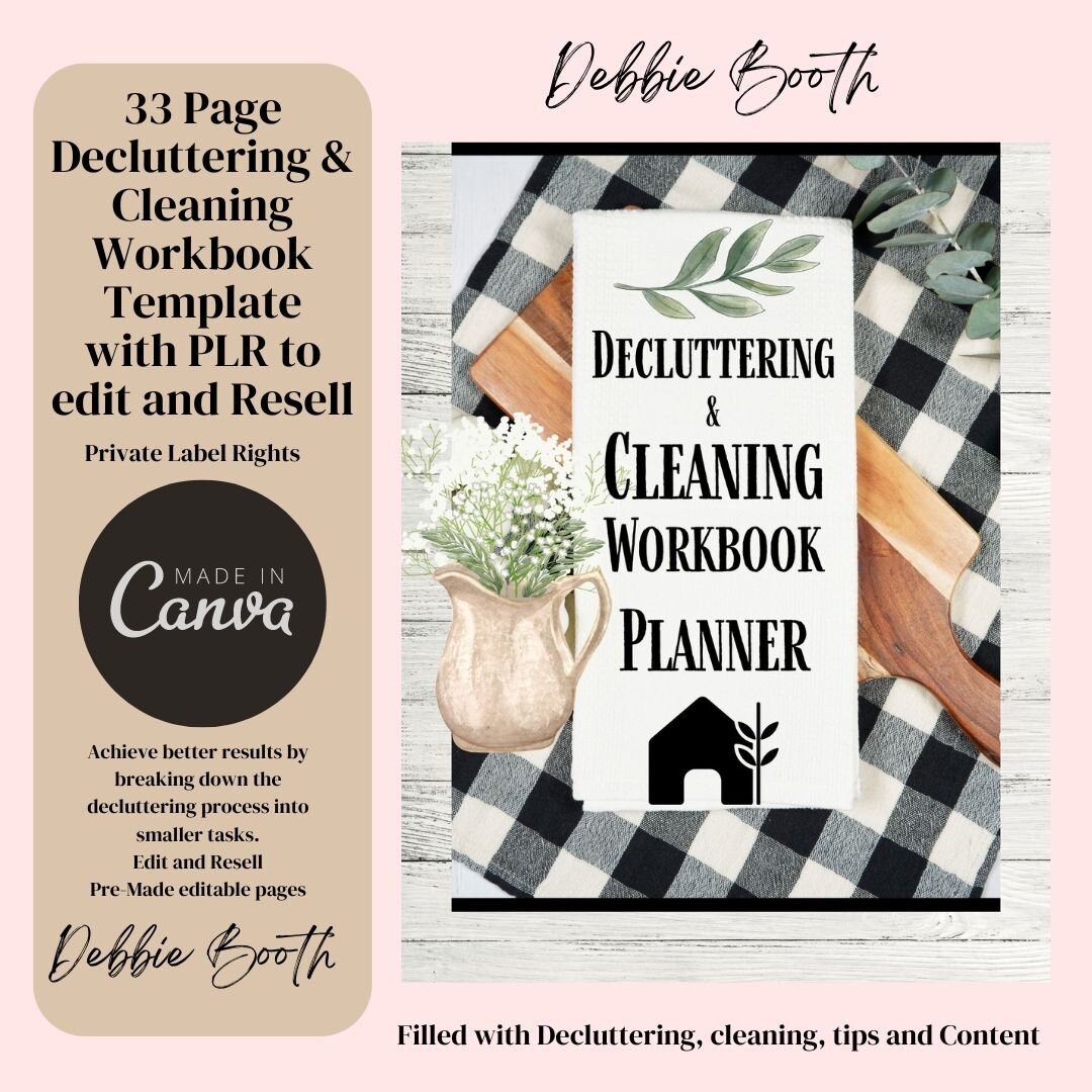 Decluttering & Cleaning. Workbook Planner PLR 33 Page Editable and ...