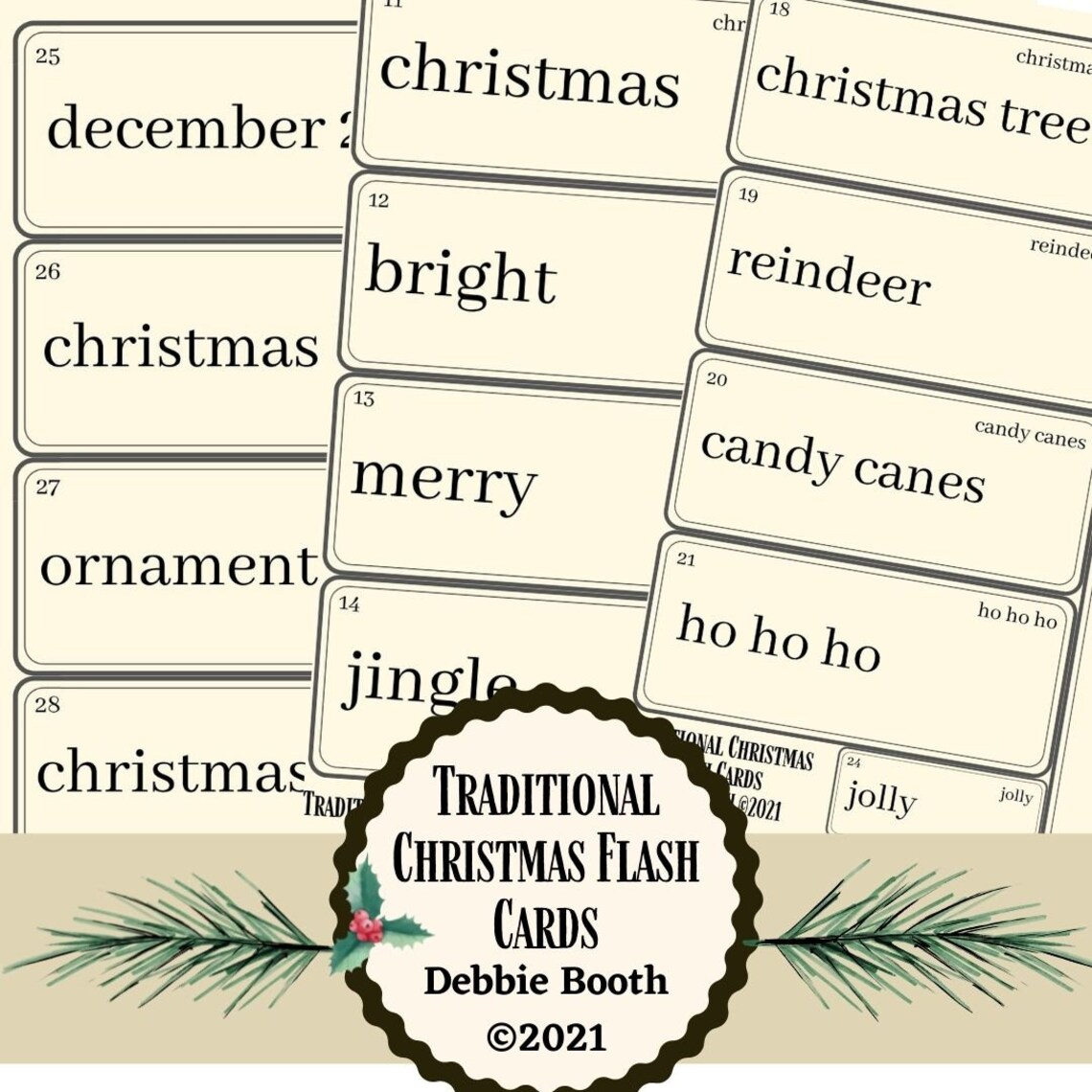 Traditional Christmas Flash Cards Ephemera Collage Digital - Etsy