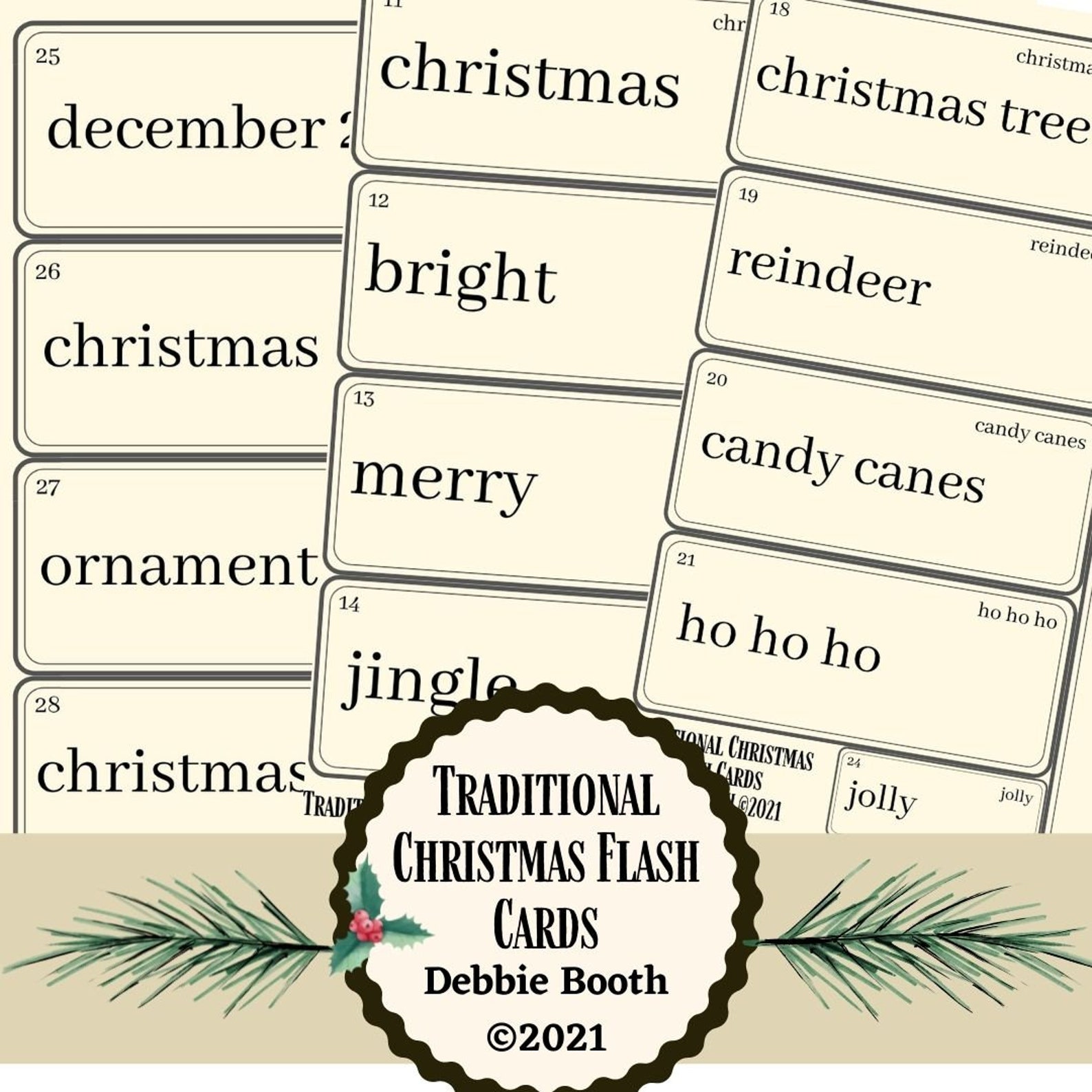 Traditional Christmas Flash Cards Ephemera Collage Digital - Etsy