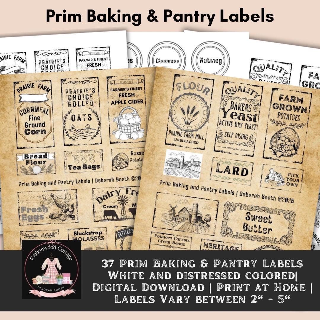 Prim Baking and Pantry Printable Labels Immediate Download - Etsy