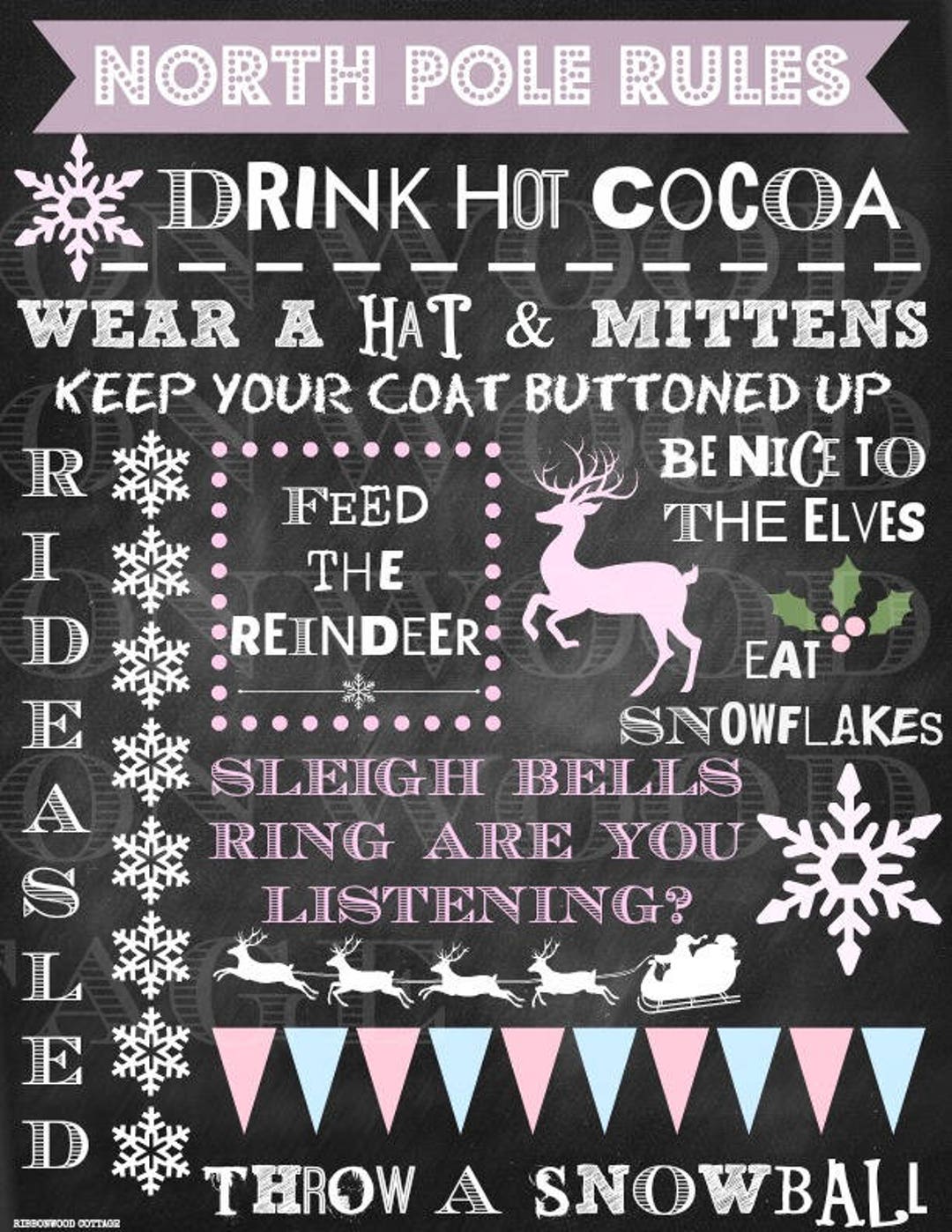 Christmas Printable North Pole Rules Christmas Word Art - Etsy