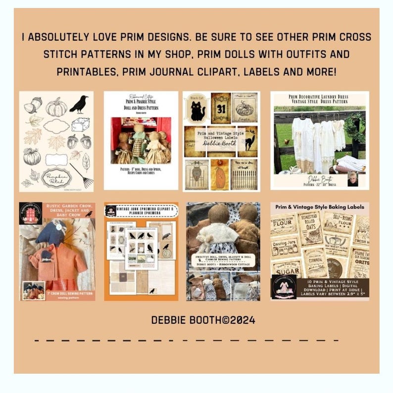 Sewing Pattern - Rustic Garden Crow, Jacket, Dress, Baby Crow | 7" Crow ...