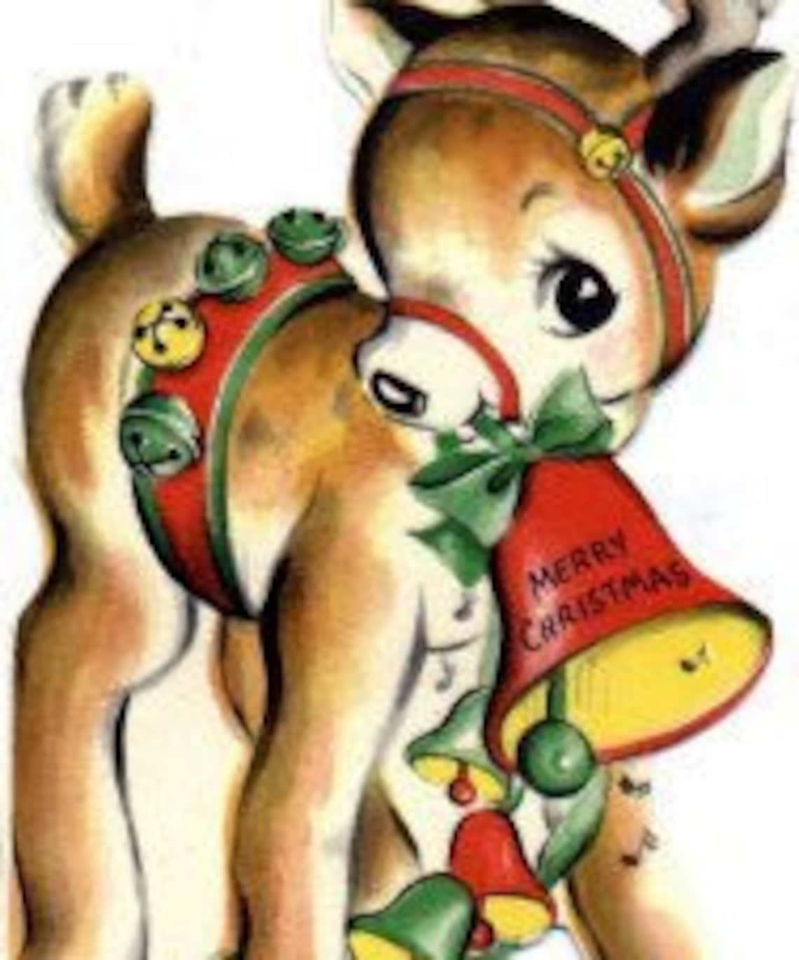 Christmas Vintage Style Reindeer Clipart Immediate Download - Etsy