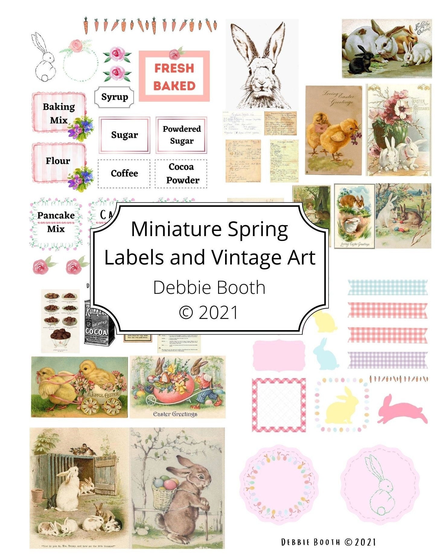Miniature Spring Labels Clipart and Vintage Art Download | Etsy