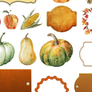 Autumn Clipart, Junk Journal Labels, Watercolor Fall Ephemera - Etsy