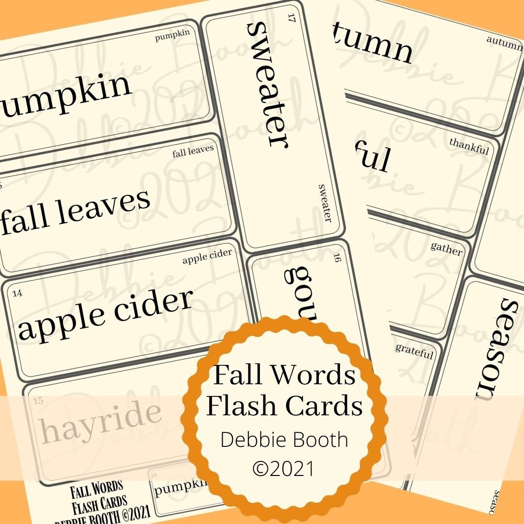 Flash Cards Fall Printable Junk Journal Autumn Words Digital Download ...