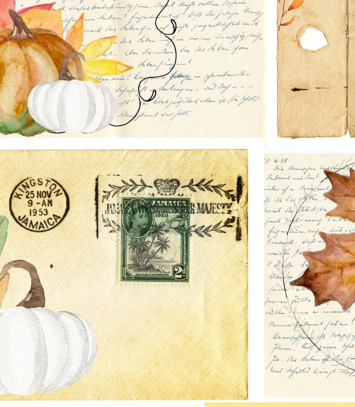 Autumn Clipart Junk Journal Labels Watercolor Fall Ephemera - Etsy