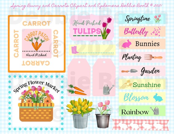 Planner Printable Spring Words Labels Tags Ephemera | Etsy