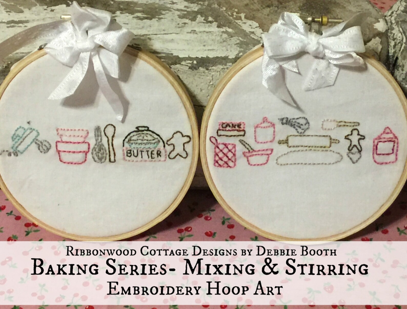 Embroidery Pattern - Vintage Baking Series Mixing and Stirring 4" Hoop ...