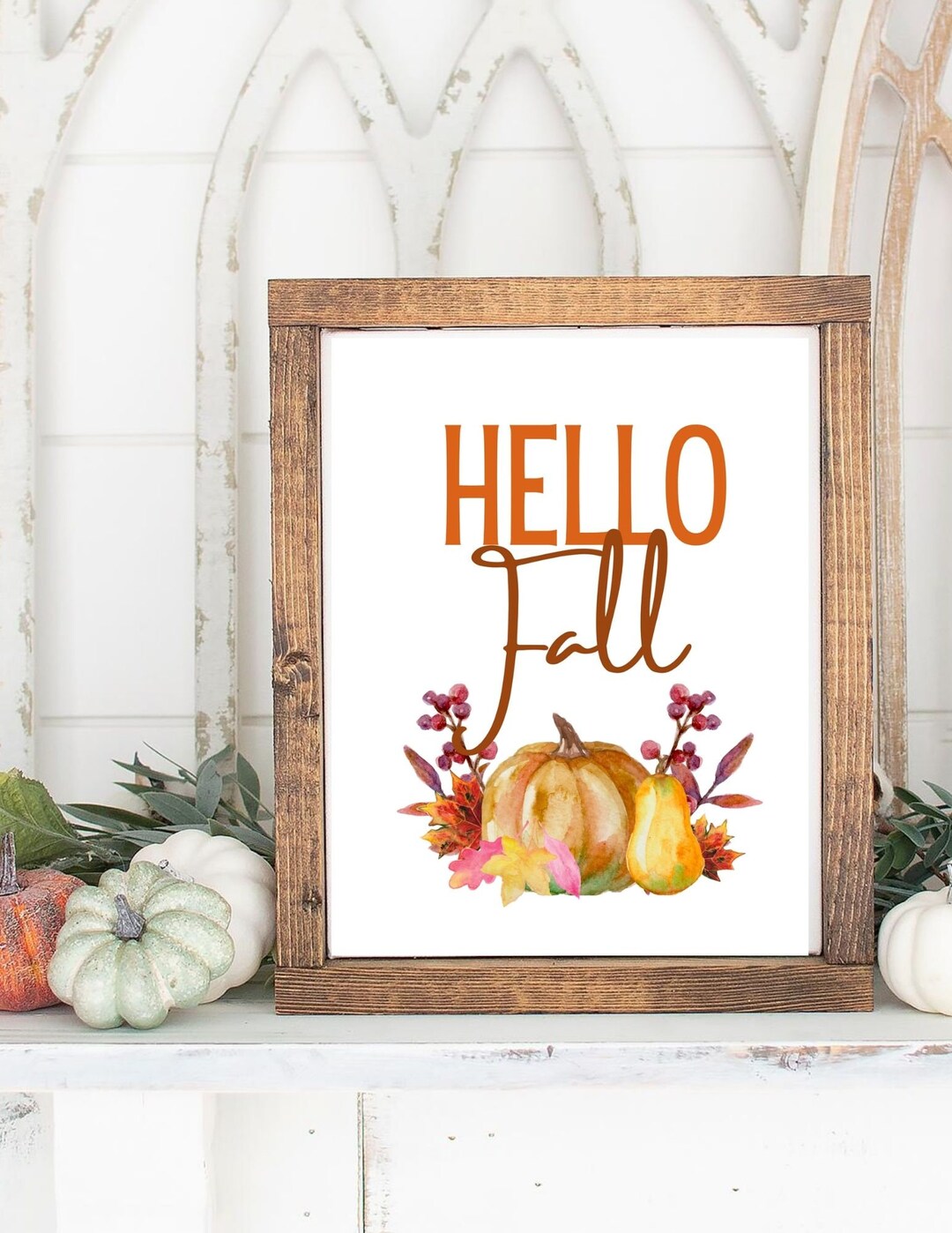 Hello Fall Printable Wall Frame Art - Etsy