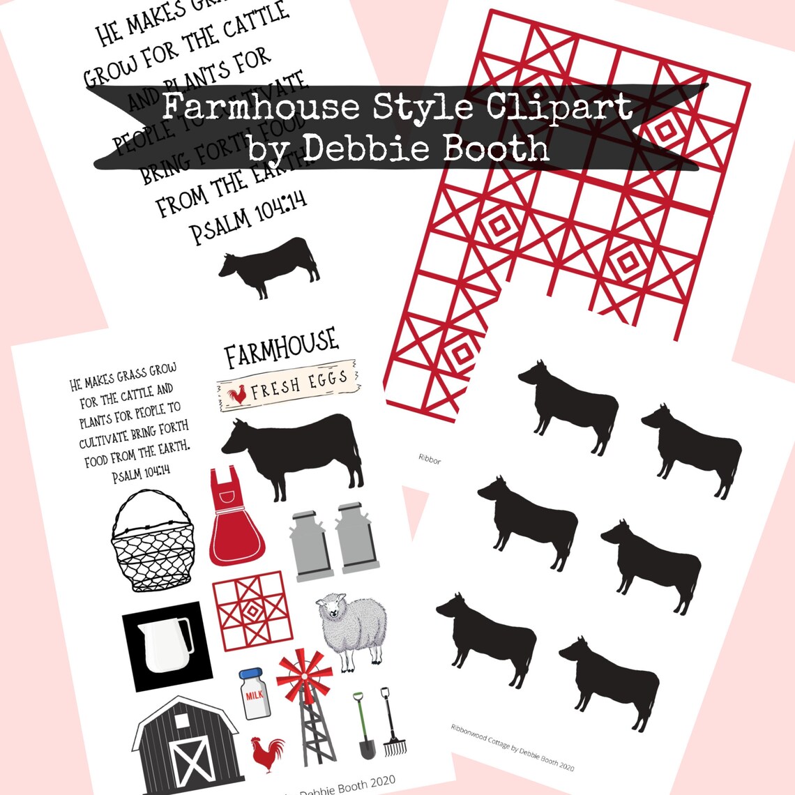 Planner Printable Farmhouse Scripture Clipart Journal - Etsy