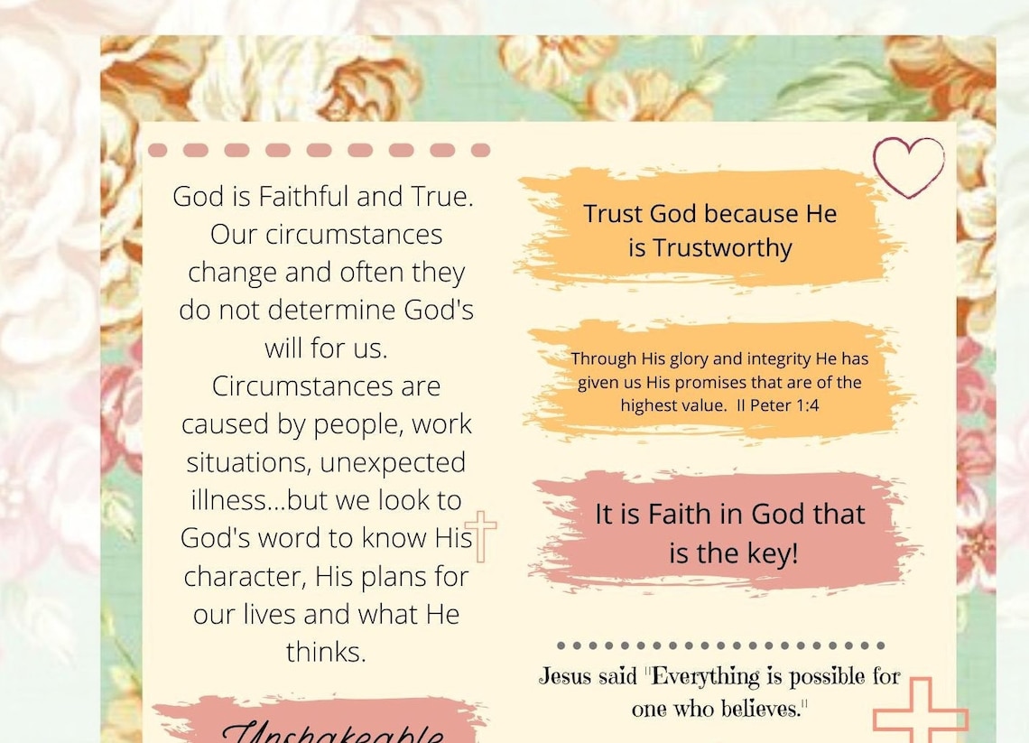 Devotional Unshakeable Faith Bible Journaling Ebook 10 Pages - Etsy
