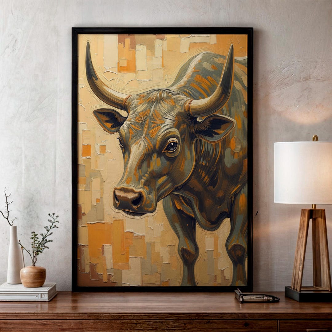 Bull Portrait, Bull Drawing, Bull Poster, Bull Gift, Pet Gift ...