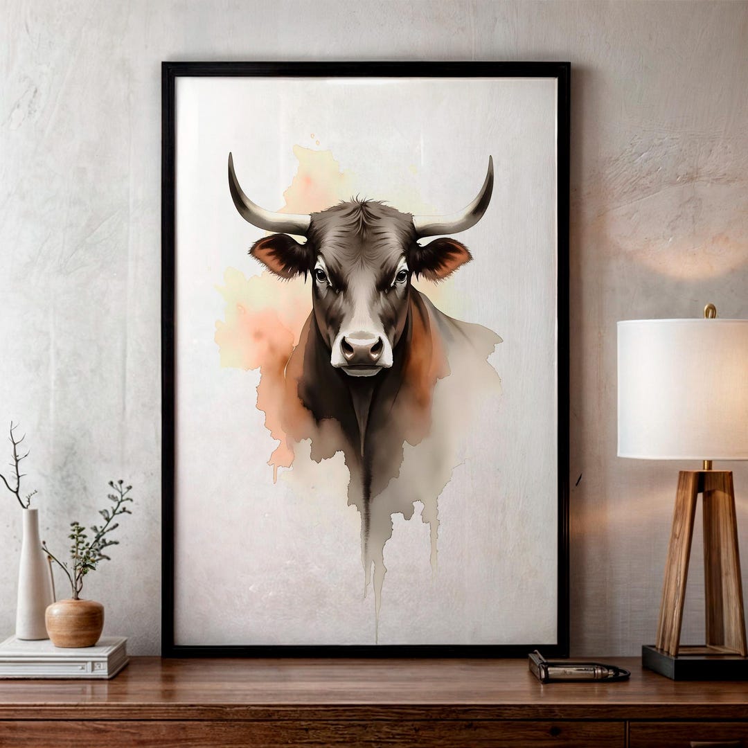 Bull Prints, Bull Art, Bull Wall Art, Bull Poster, Bull Poster, Bull ...