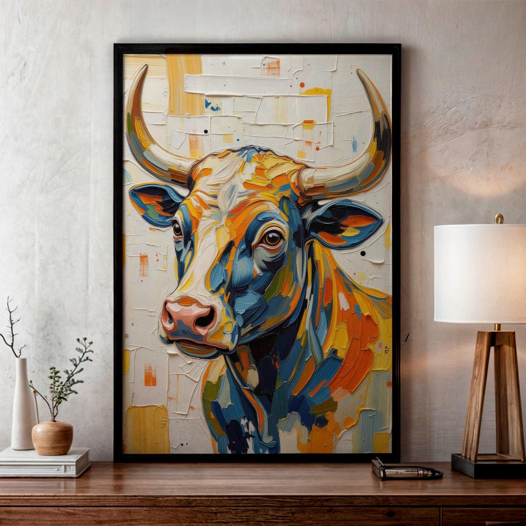 Bull Portrait, Bull Drawing, Bull Poster, Bull Gift, Pet Gift ...