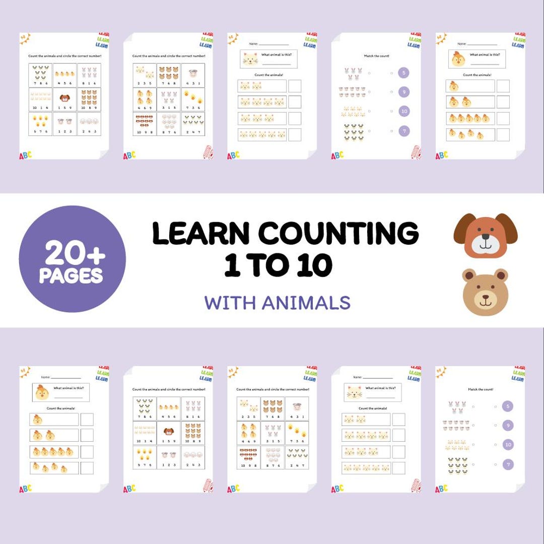 Count to Ten With Animals, Count and Match, Count to Ten Poster ...