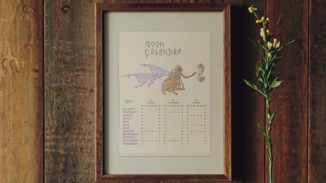 Moon Calendar 2025 | Digital | 6 Time Zones | Animation Hyperlink ...