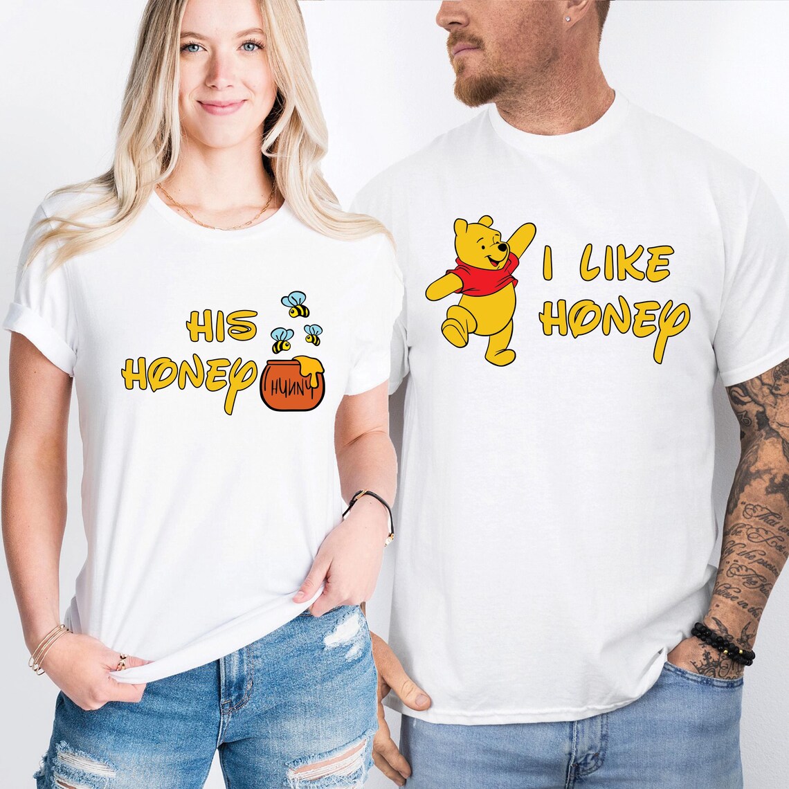 Winnie the Pooh Couple Shirt, Disney Pooh Bear Honey Tee, Honeymoon ...