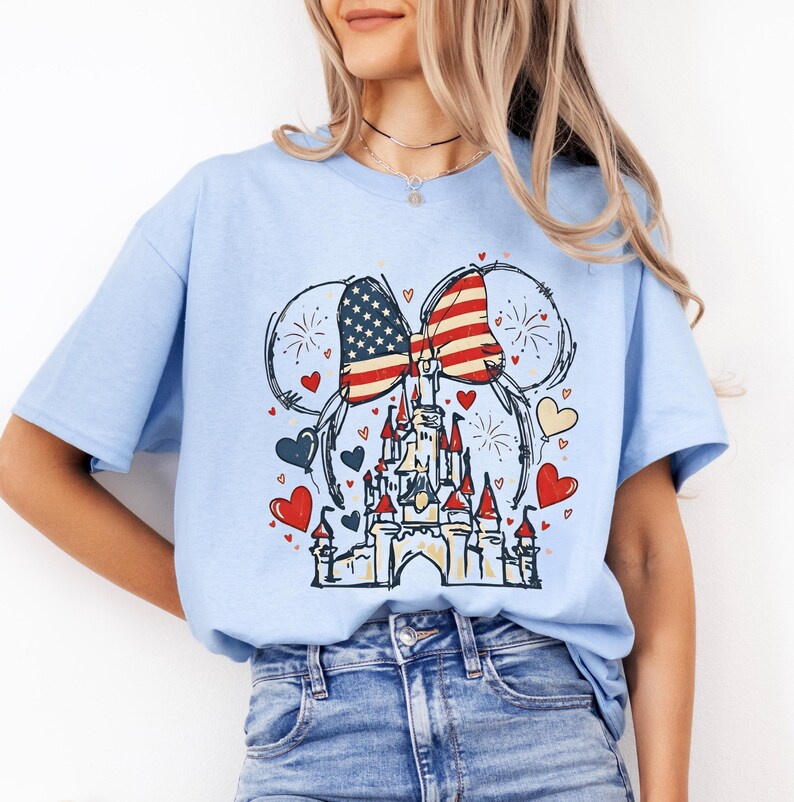 Minnie USA 4th of July Shirt, Disney American Flag Tee, Patriotic Girl ...