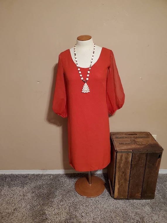 Vintage 60s-70s red retro dress - Gem