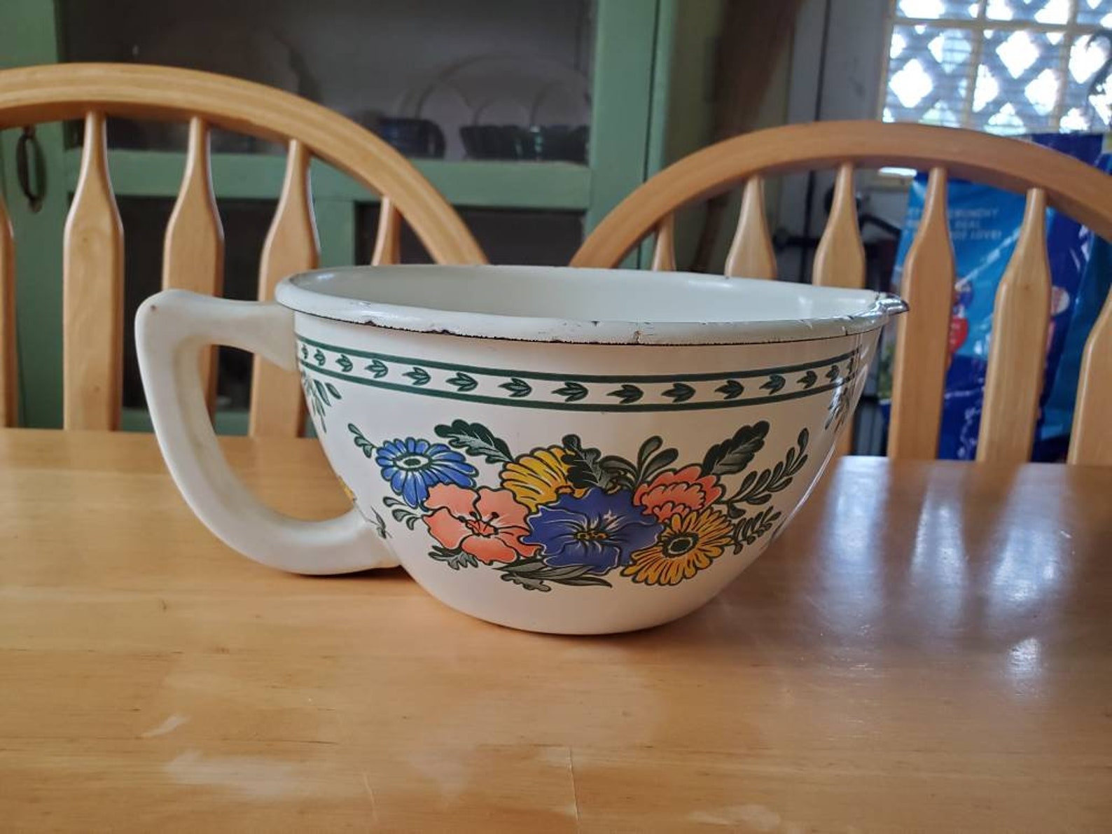 1987 Enamel 8 Cup Measuring Cup Floral Pattern Made by M. - Etsy