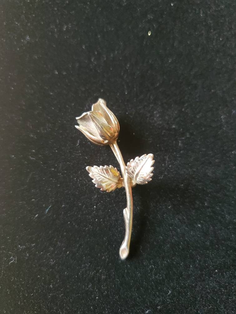 Vintage Silvertone Single Rose Brooch/pin Unmarked | Etsy