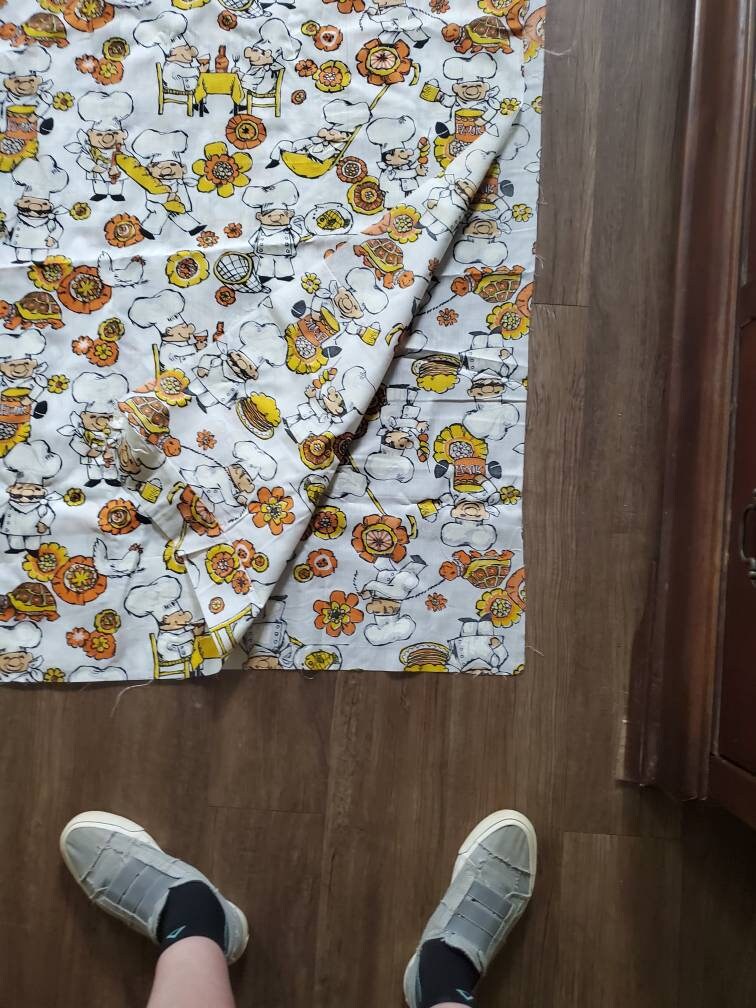 Vintage Chef Kitchen Fabric Material White Yellow - Etsy