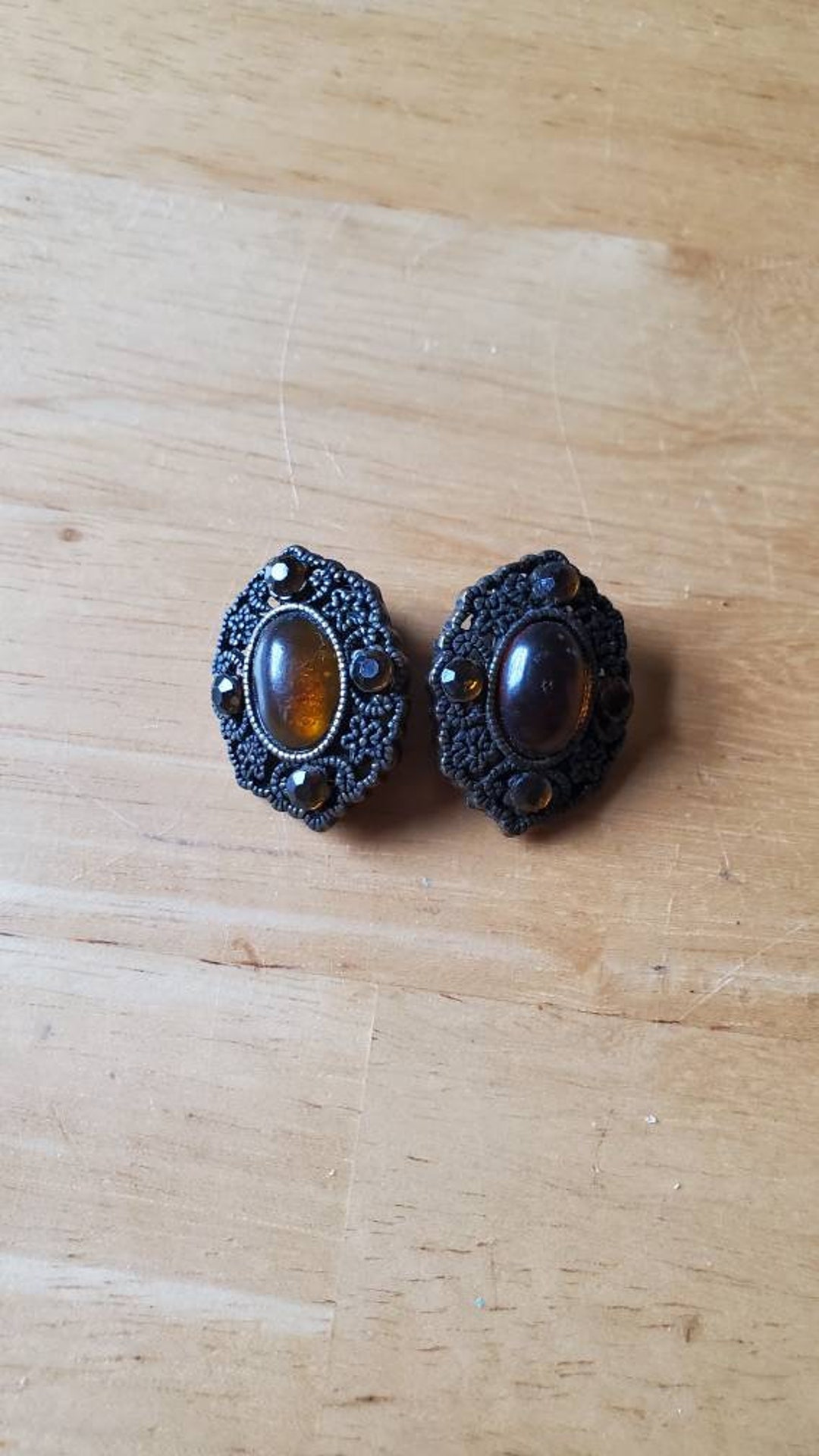 Amber, Clip On, Earring, Vintage, Retro, Gift - Etsy