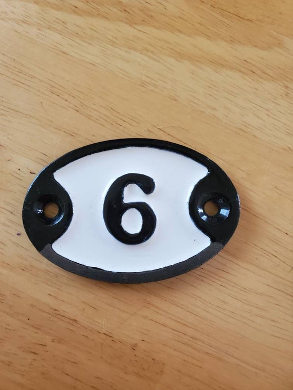 6/9 Enamel Door Number Sign Black White Vintage Retro | Etsy