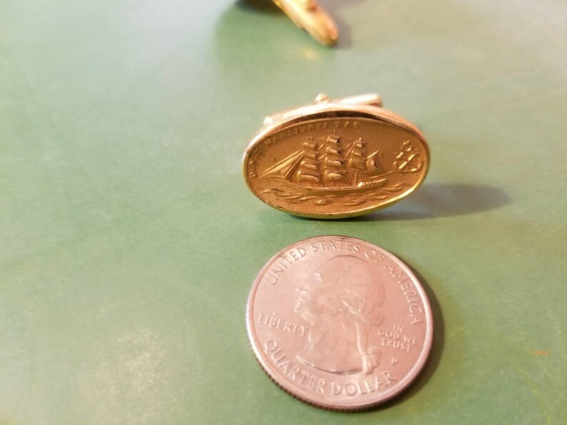 Ship Nautical Cufflinks and Tie Clip Set - Etsy