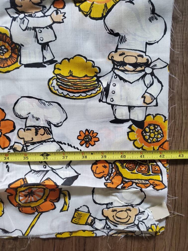 Vintage Chef Kitchen Fabric Material White Yellow - Etsy