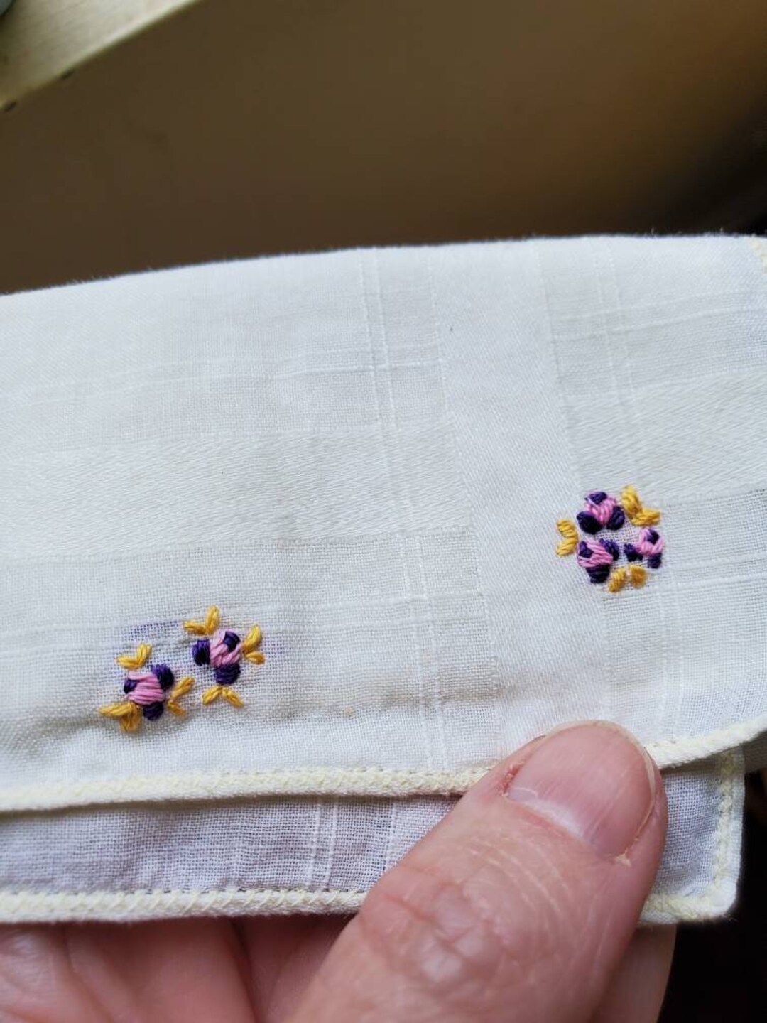 Hand Embroidered Floral Handkerchief White Small Hanky - Etsy