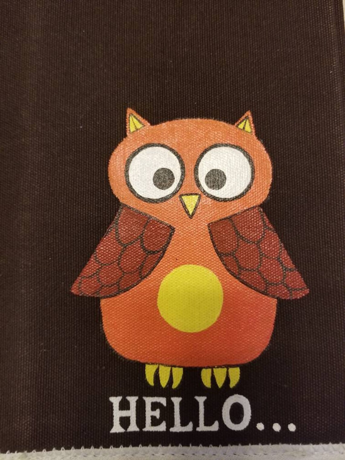 Owl Hello Book Cover Notebook Cover Brown Cloth Retro | Etsy