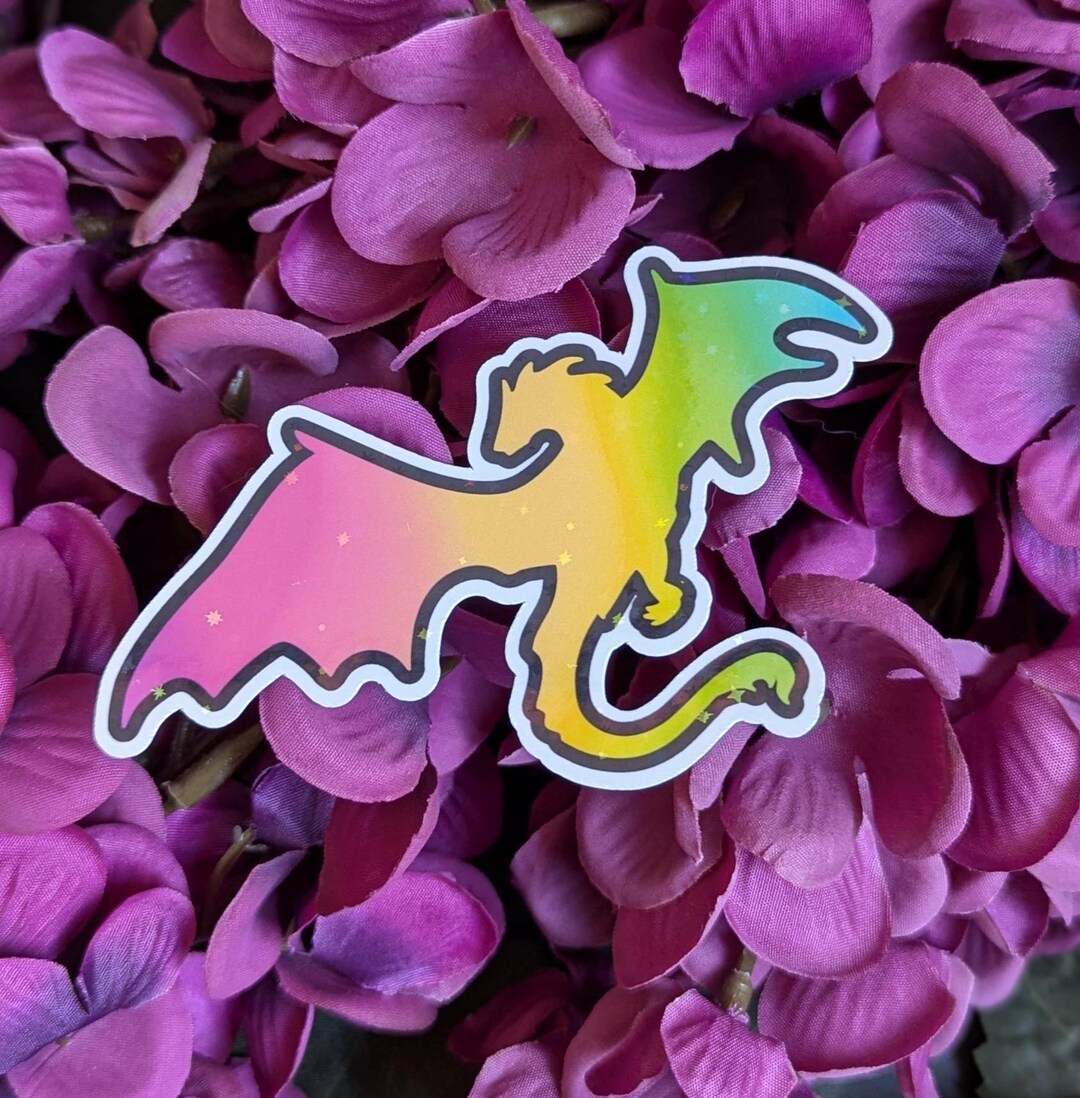 Rainbow Dragon Sticker | Sparkly Dragon Sticker | Cute Stickers ...