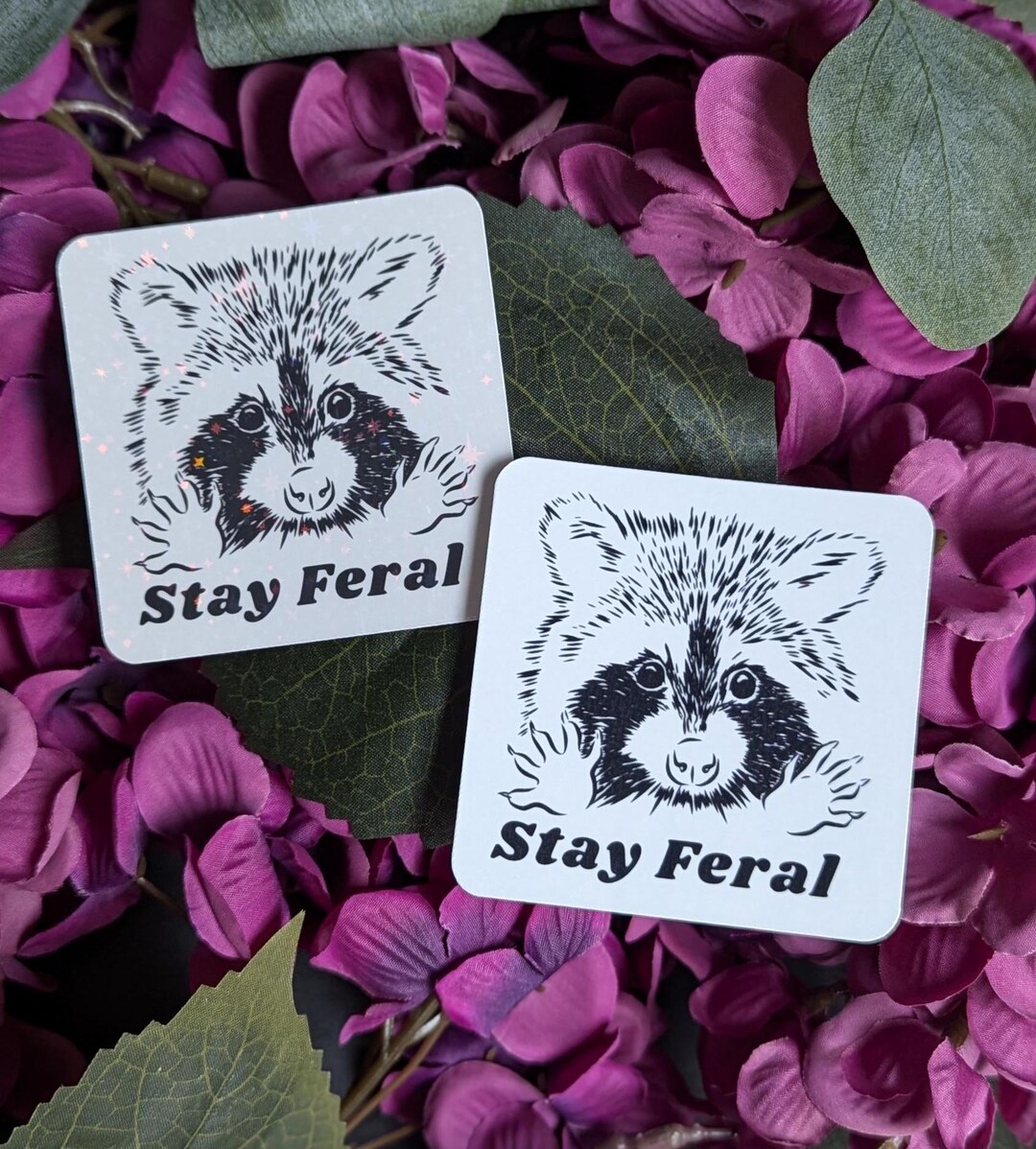 Stay Feral Sticker | Raccoon Vinyl Sticker | Sarcastic Sticker | Vinyl ...