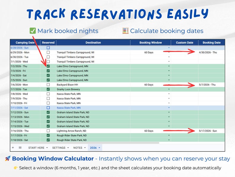 Ultimate RV Trip Planner Spreadsheet | Campground Reservation Tracker ...