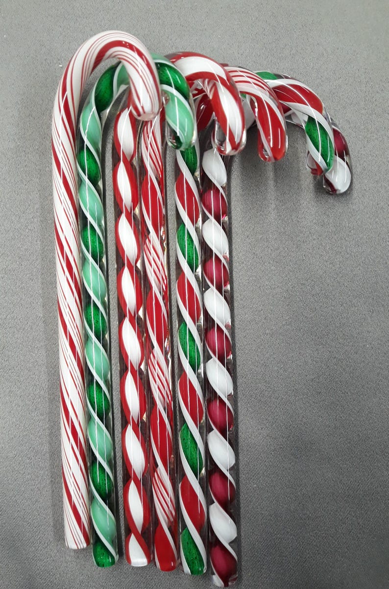 6 Art Glass Candy Canes - Etsy