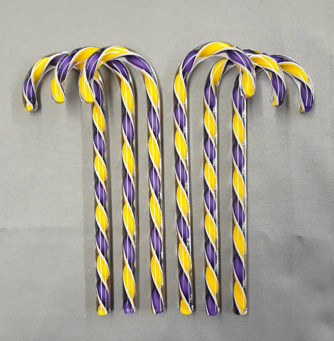 6 Art Glass Candy Canes, PURPLE AND YELLOW - Etsy