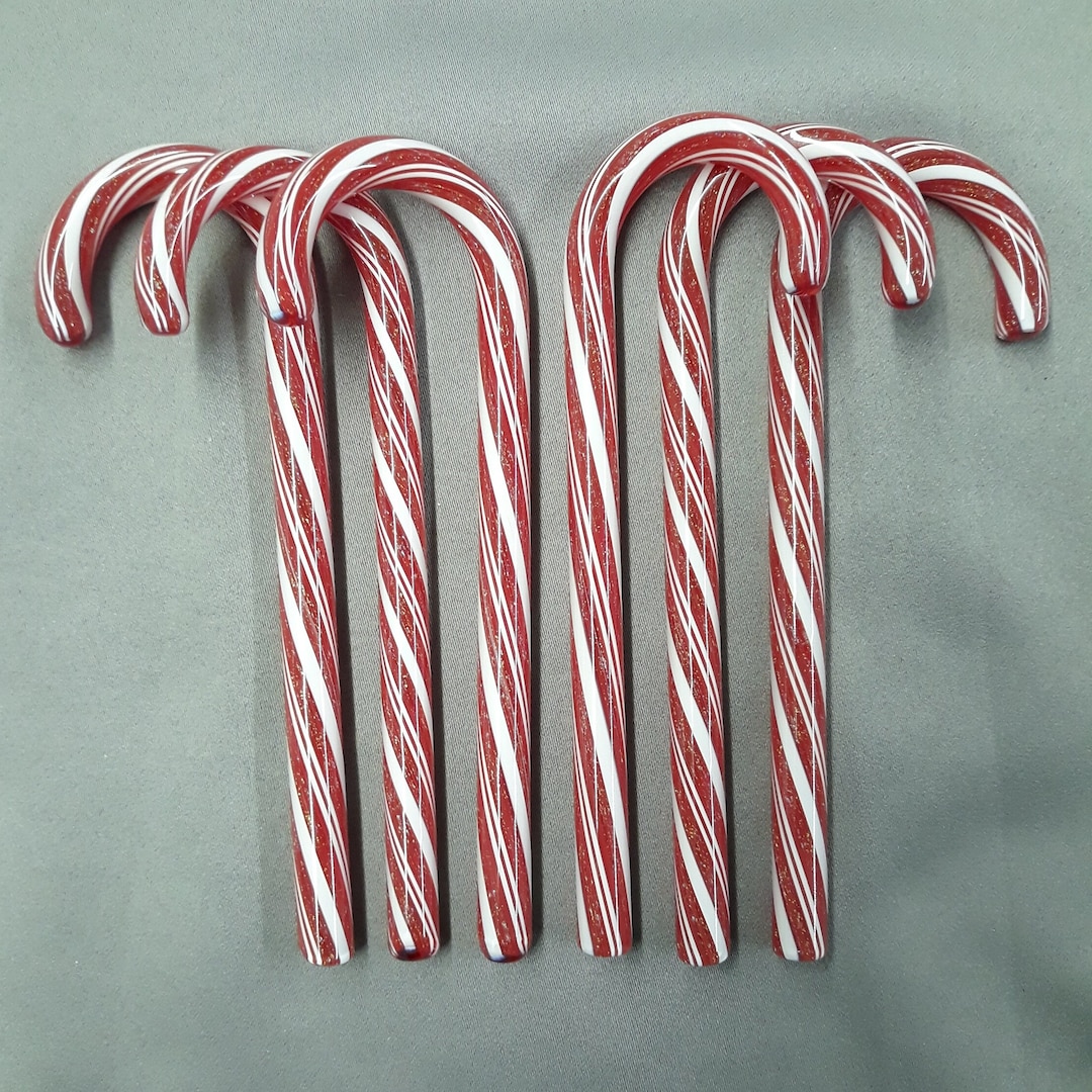 6 Art Glass Candy Canes - Etsy