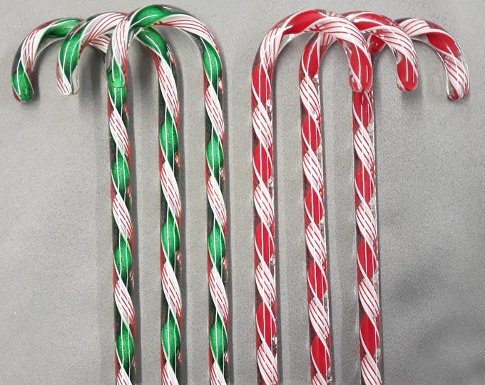 6 Art Glass Candy Canes - Etsy