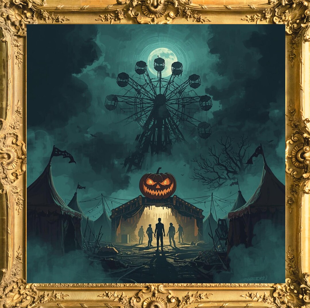 Cursed Carnival Halloween Wall Art – Spooky Digital Printable – Haunted ...
