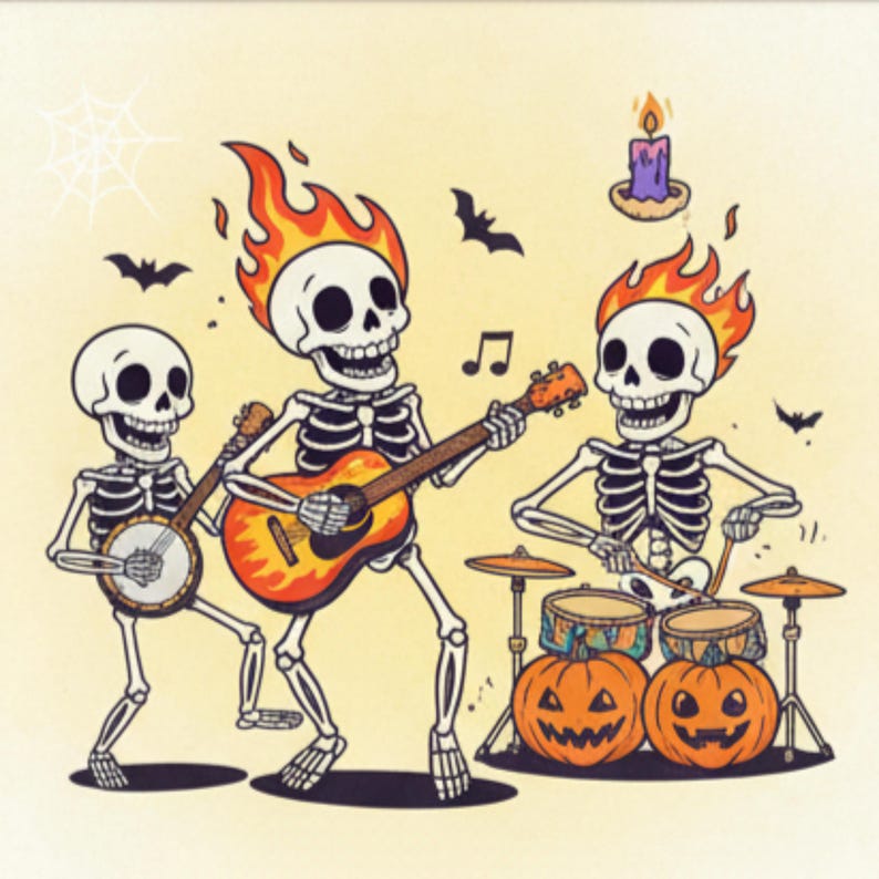 Skeleton Jam Session – Spooky Halloween Band Wall Art | Digital ...