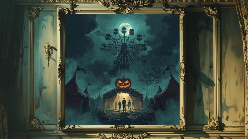 Cursed Carnival Halloween Wall Art – Spooky Digital Printable – Haunted ...