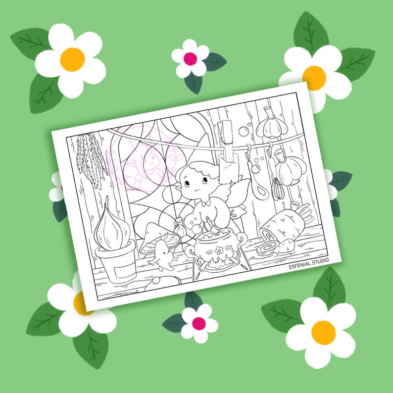 Lillian the Fairy Cooking Soup Printable Coloring Page - Etsy