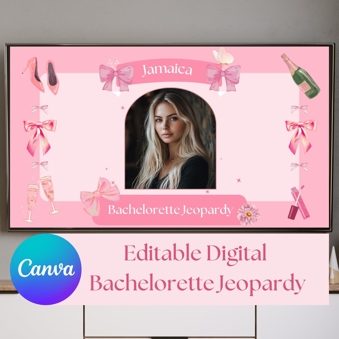 Pink Bachelorette Jeopardy Game Template Editable Canva Presentation ...