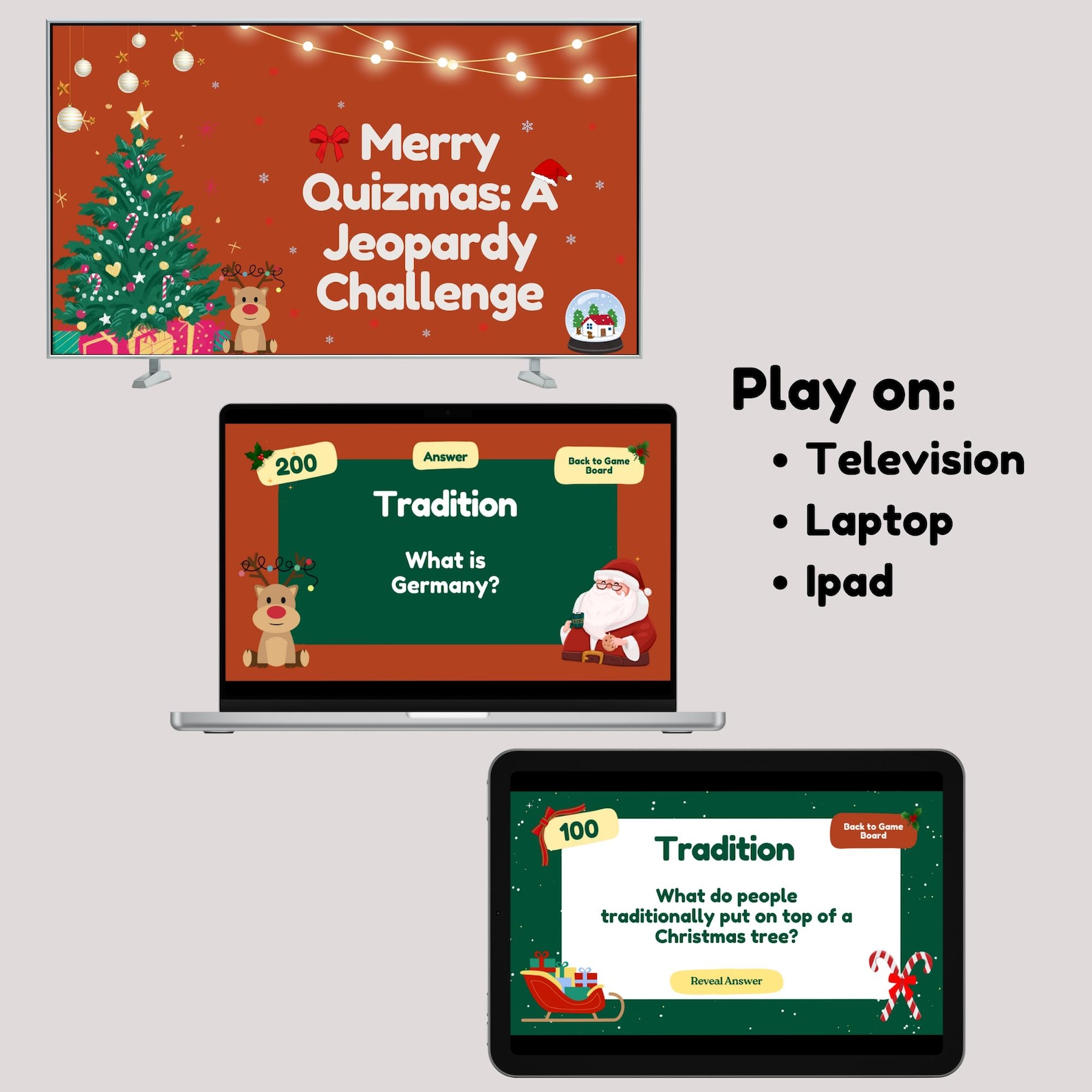 Christmas Jeopardy Party Fun Game Christmas Game Holiday Jeopardy ...