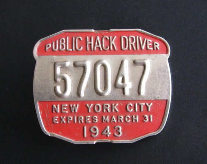 1943 NYC Public Hack Driver Taxi Cab Operating License. - Etsy