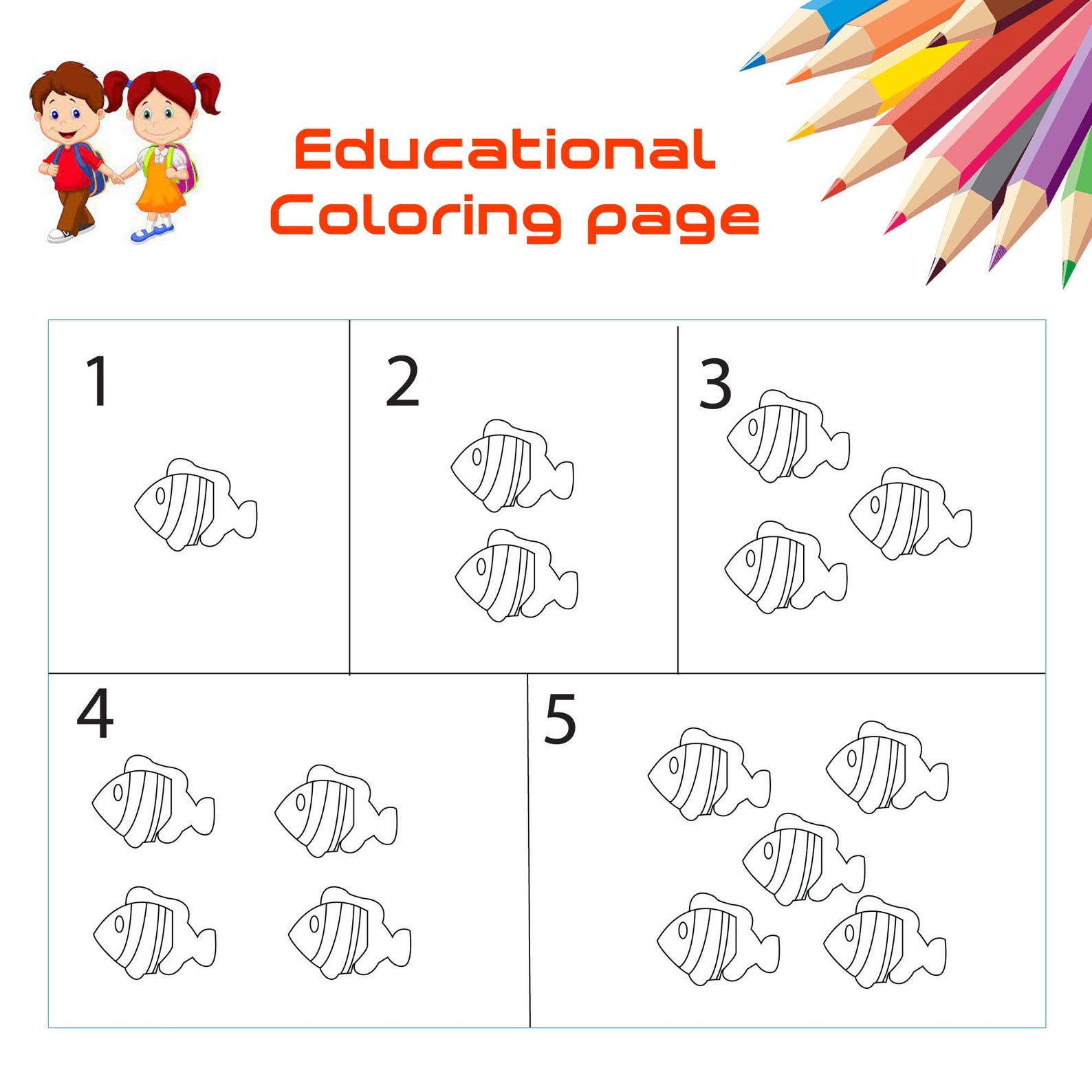 Kids Coloring Page, Educational Coloring Page, Children's Coloring Book ...